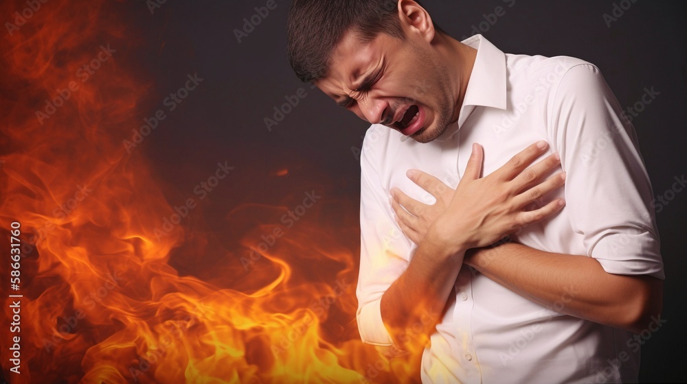 stomach fire. indigestion, stomach sickness, gastric ulcer, severe ...