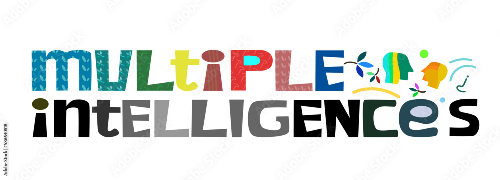 Multiple intelligence concept phrase colourful letters vector art ...