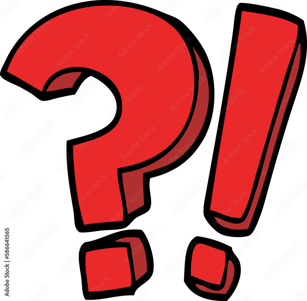 cartoon doodle question mark and exclamation mark Stock Illustration ...