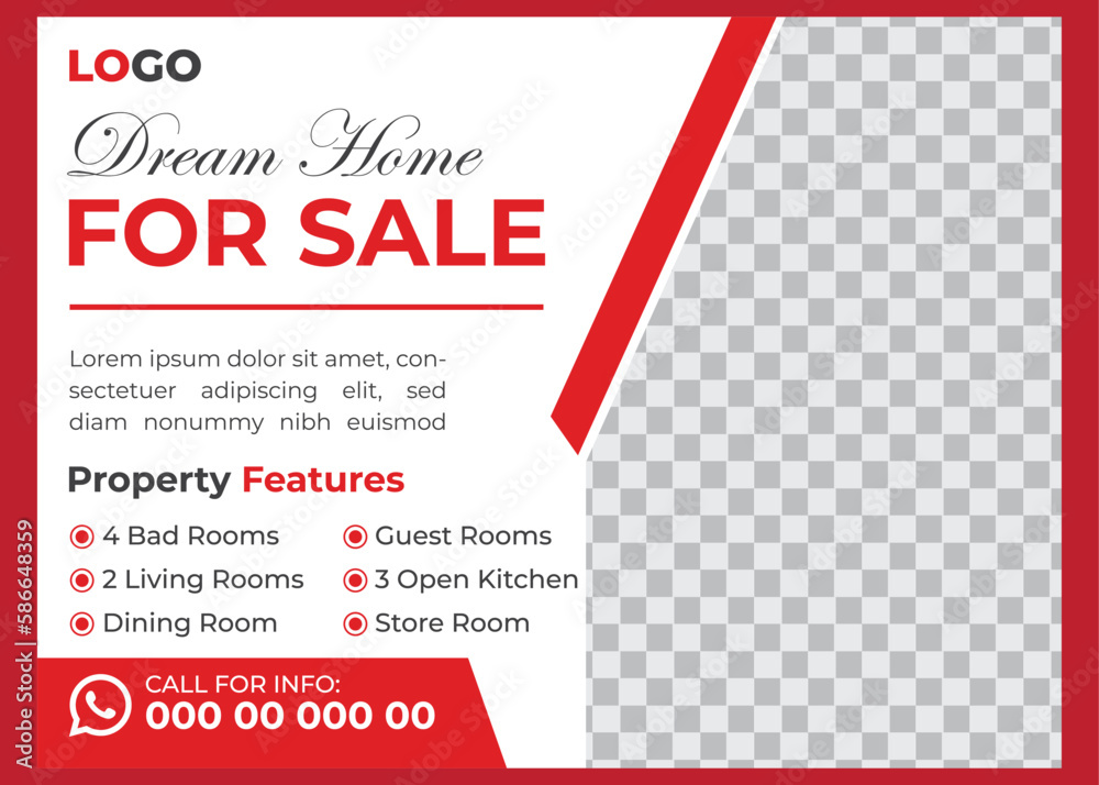 Vetor de home for sale or rent flyer or banner template design with ...