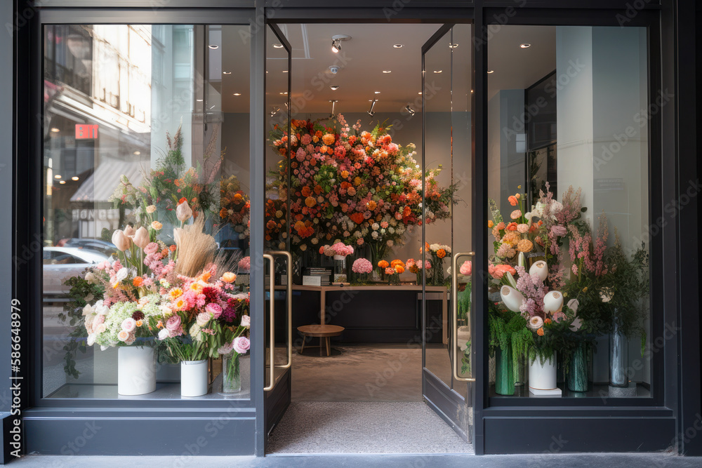 Charming Contemporary Flower Shop Facade with Stylish Entrance and ...