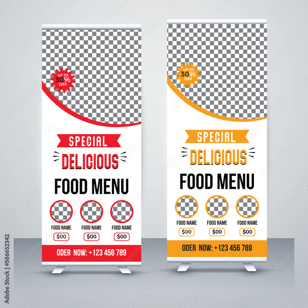 food rollup banner design for restaurant, food and restaurant roll up ...