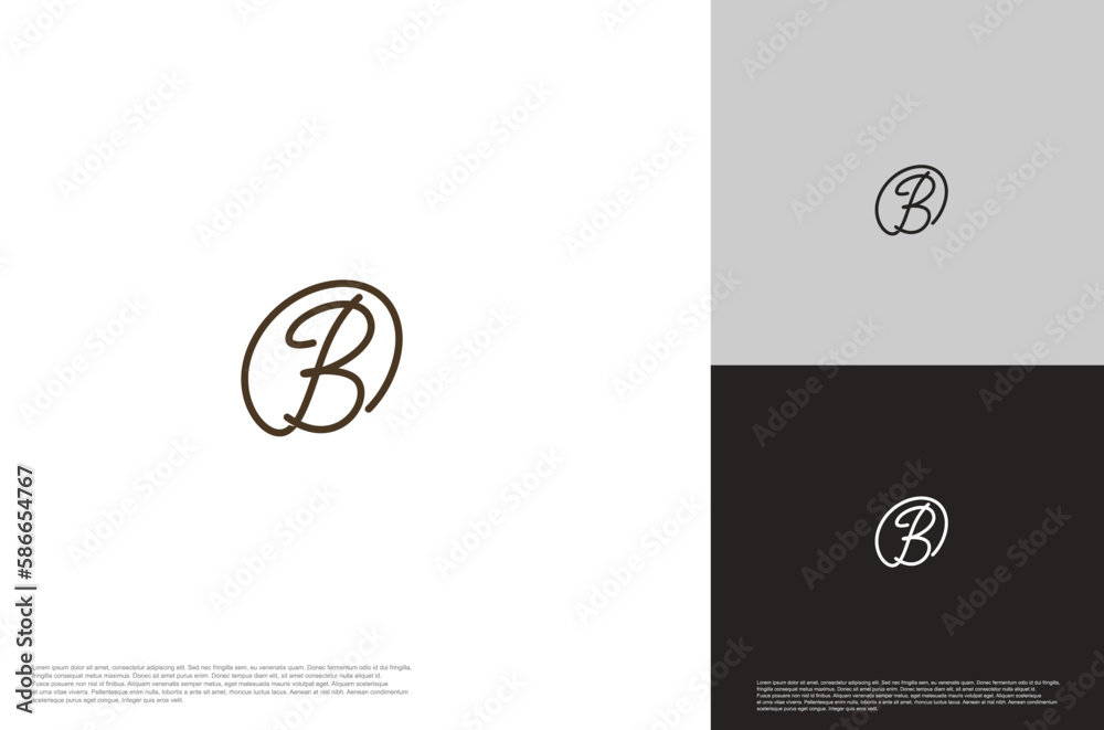 Initial Letter B Logo in Signature Style for business name. Handwritten ...