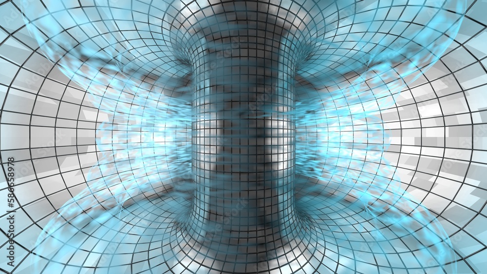 tokamak thermonuclear fusion power plant 3d representation, magnetic ...