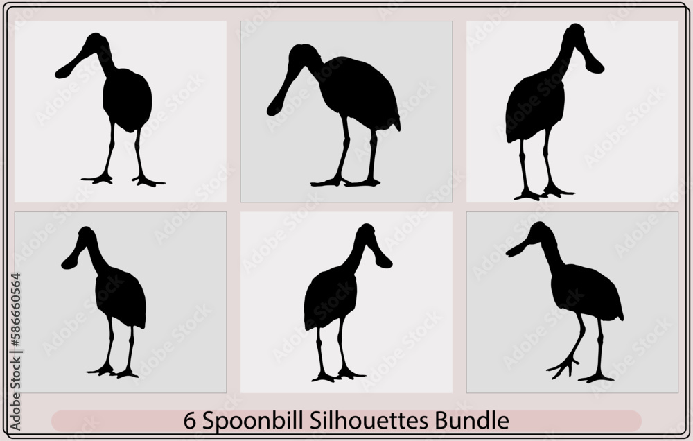 Vector silhouette of standing Spoonbill,Roseate Spoonbill bird logo ... Vector silhouette of standing Spoonbill,Roseate Spoonbill bird logo ...