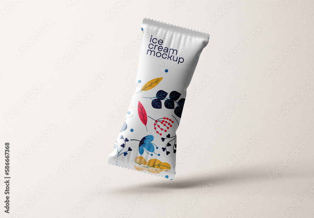 Elegant Ice Cream Bar Wrapper Mockup – Minimalist Floating Pack Design ...