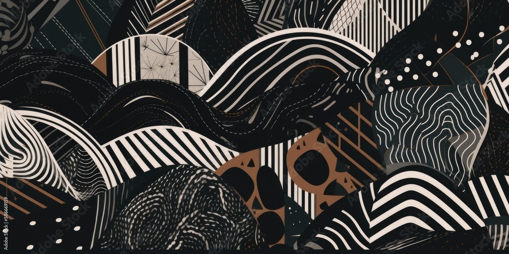 Abstract black and white background inspired by African geometry ...