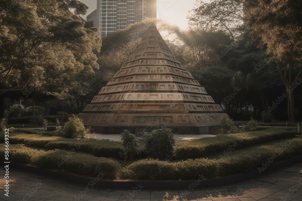 pyramid with astrological positioning in a park in front of a ...