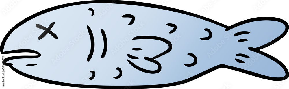 gradient cartoon doodle of a dead fish Stock Illustration | Adobe Stock