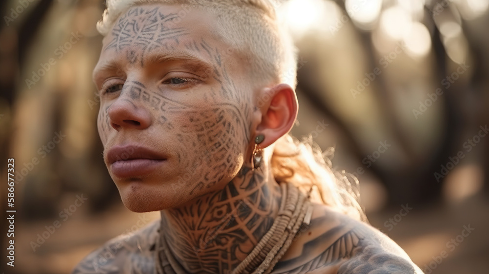 Unforgettable portrait of an albino indigenous. The stunning beauty and ...