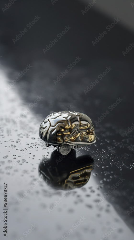 small chip in the shape of a human brain Concept of new technology of ...