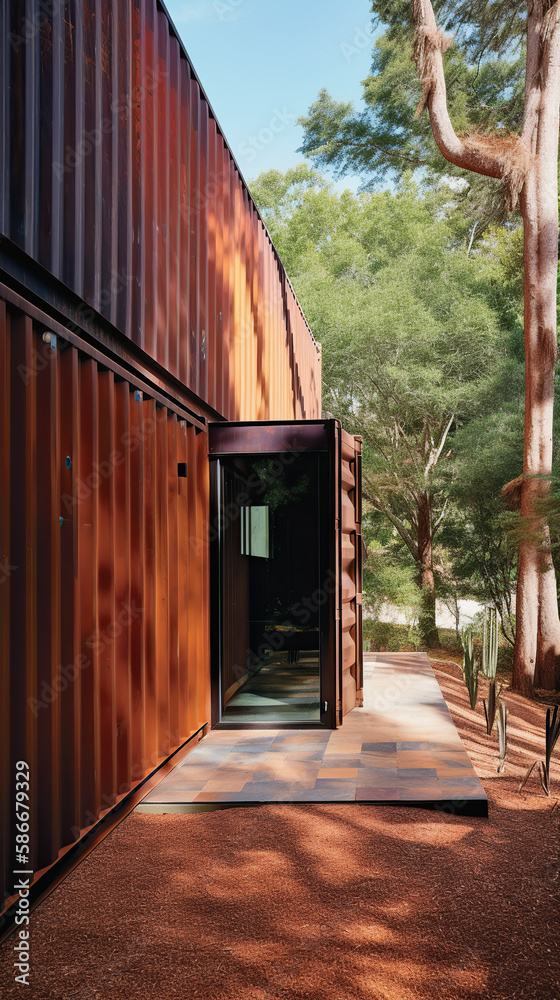 Detail of house made with containers. Creative architecture using ...