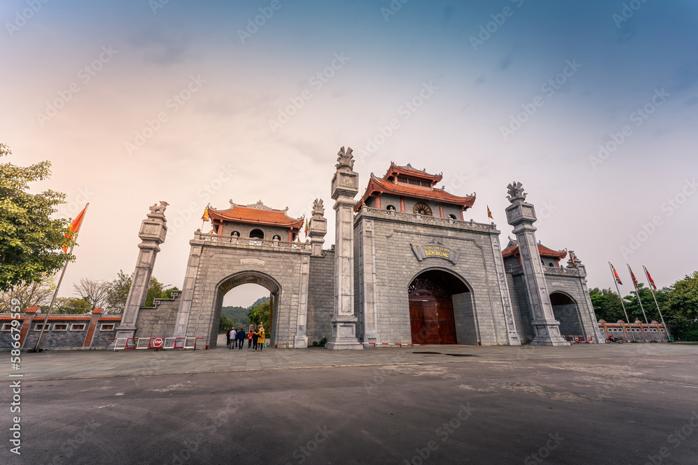 Main gate of Hung King Temple, Phu Tho Province, Vietnam. Text on gate ...