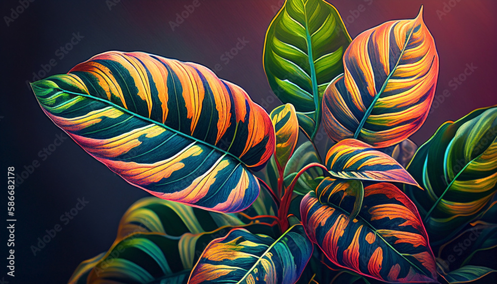Maranta leuconeura colorful leaves background. Plant in the family ...