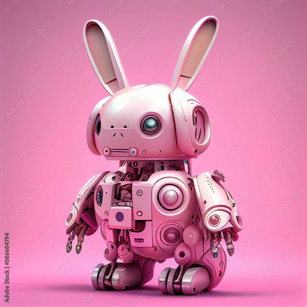 Robot Pets: Adorable Mechanical Robot Bunny Rabbit on a Clean, Isolated ...