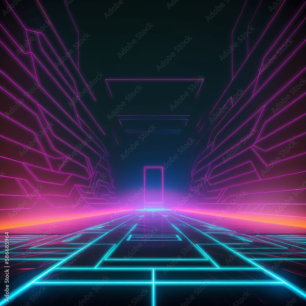 Tron-like wallpaper with neonwave colors, 80s style, Miami, synthwave ...