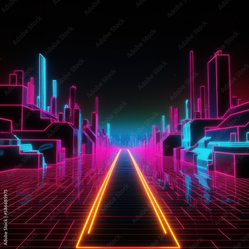 Tron-like wallpaper with neonwave colors, 80s style, Miami, synthwave ...