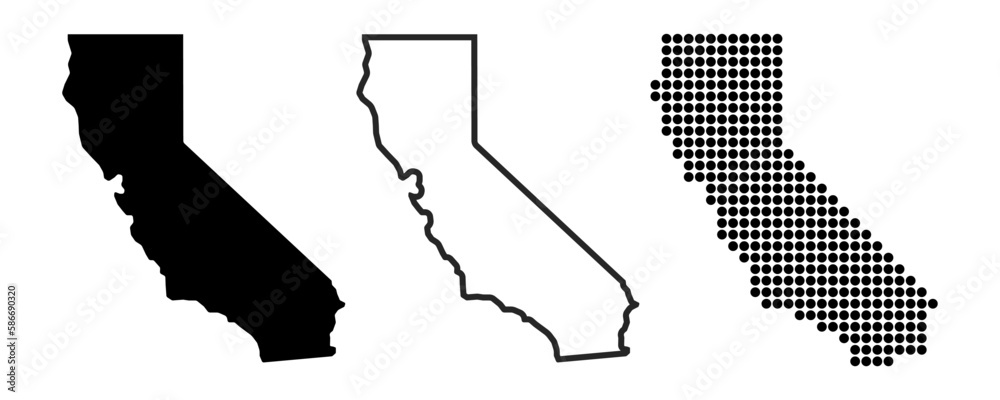 California map contour. California state map. Glyph and outline ...
