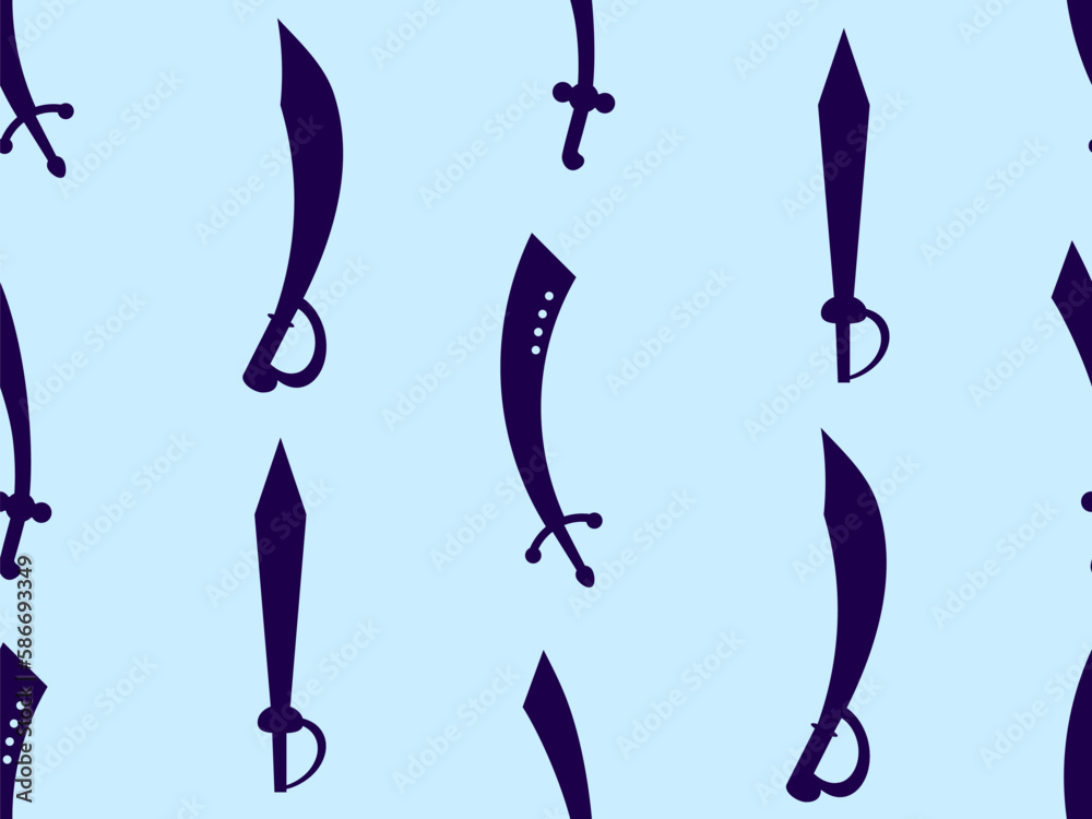Curved swords seamless pattern. Swords silhouettes. Indian and oriental ...