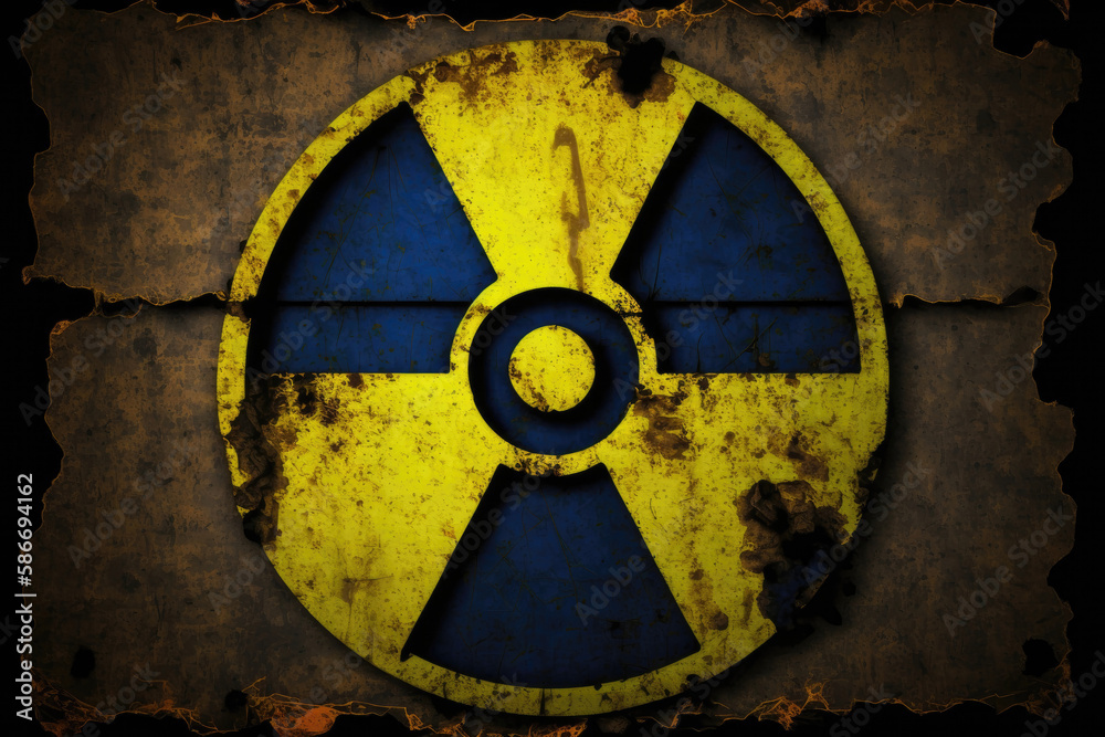 Blue And Yellow Radioactive Hazard Symbol. Generative AI Stock ...