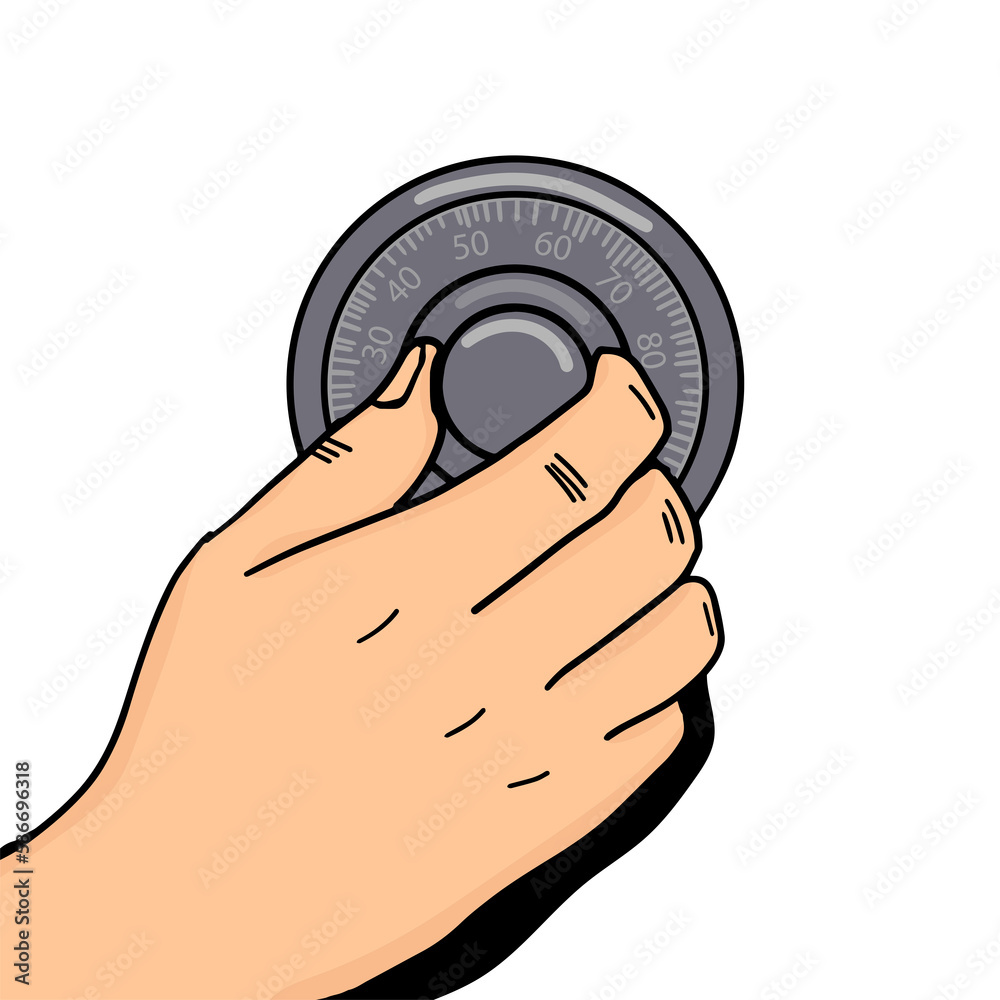 Hand roll combination lock pop art style PNG illustration with ...