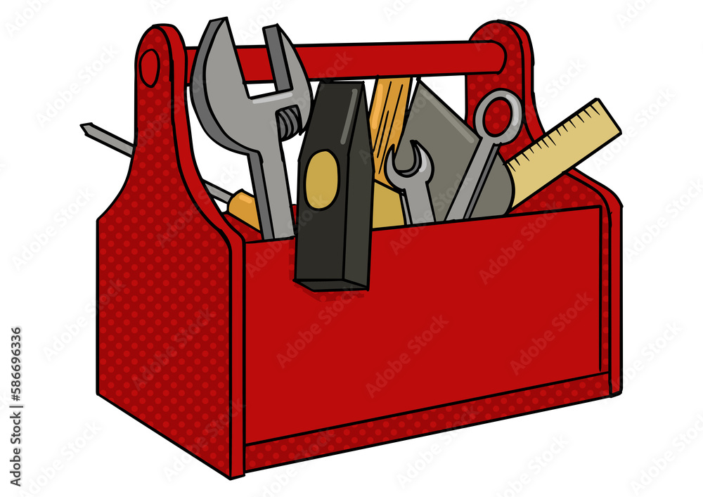 Toolbox red color pop art style PNG illustration with transparent ...