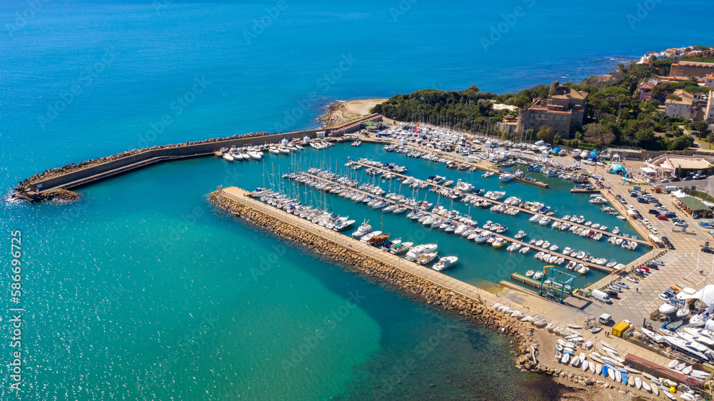 Aerial view of the marina and port of Santa Marinella, in the ...