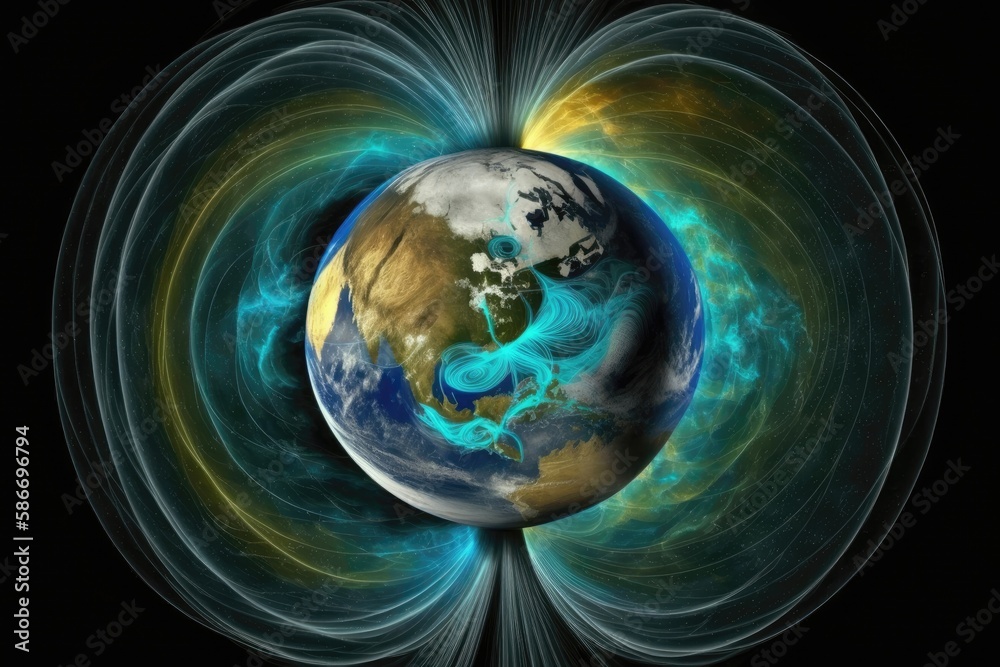 Movement Of The Earths Magnetic Field Generative Ai Stock Illustration