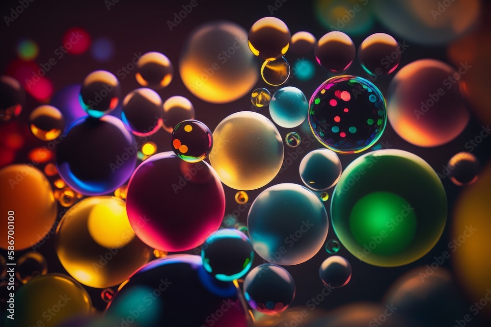 Poster glowing orbs of light in bright and bold colors created with ...