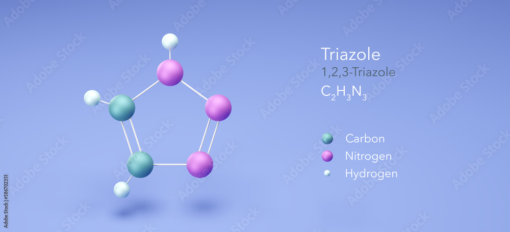 triazole molecule, molecular structures, 1,2,3-Triazole, 3d model ...