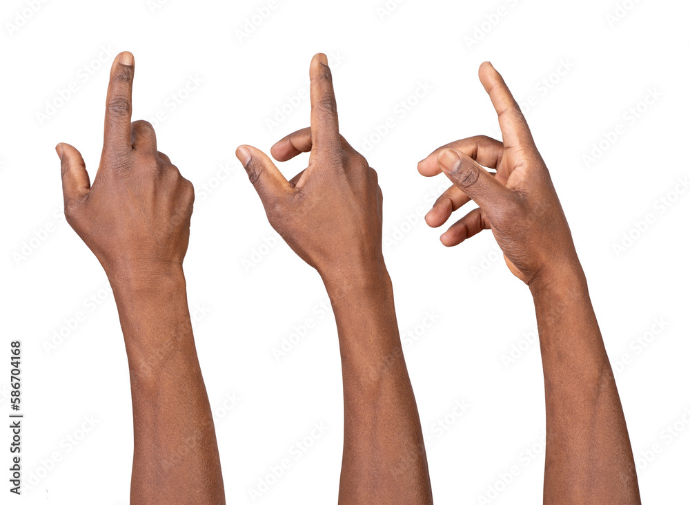 Set of hands touching or pointing isolated on white or transparent ...