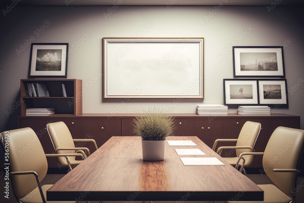 Mockup horizontal frame office meeting room home interior. Illustrator ...
