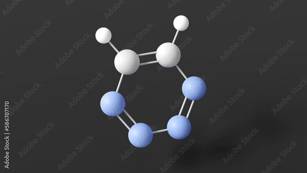 tetrazine molecule, molecular structure, 1,2,3,4-Tetrazine, ball and ...