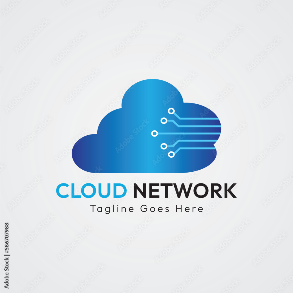 Cloud Network Logo Buisness Template, Technology Logo with Clouds Stock ...