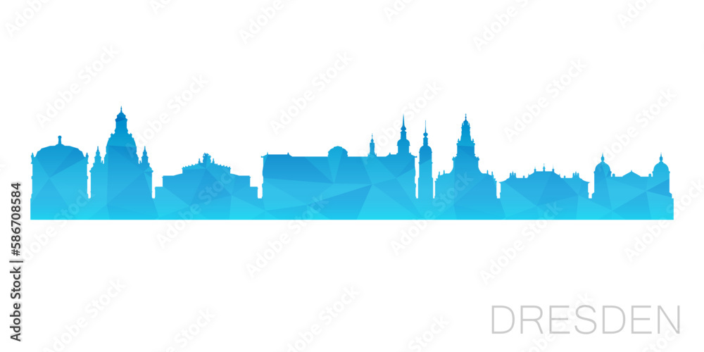 Dresden, Germany Low Poly Skyline Clip Art City Design. Geometric ...