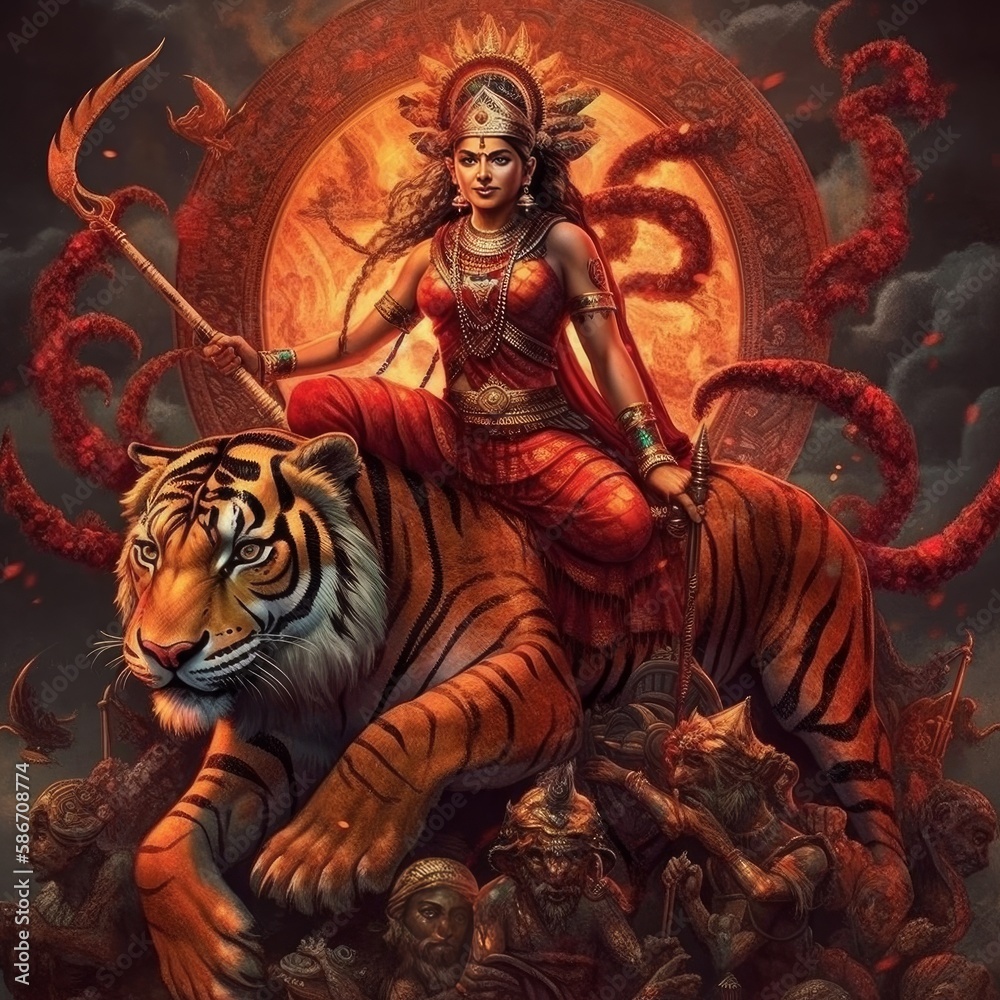 goddess durga images in the war hyper real image generative AI Stock ...