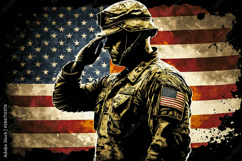 A military veteran salutes the American flag as the national anthem is ...