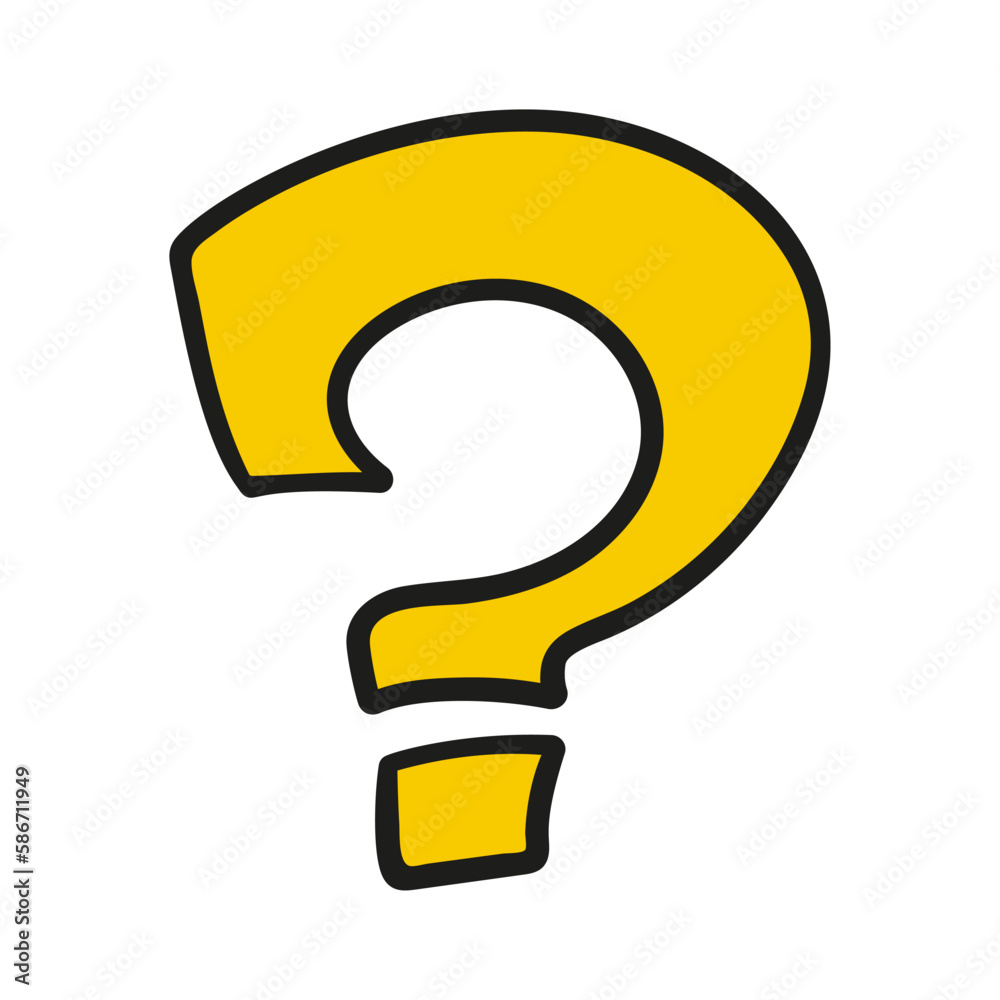 Question mark icon in doodle style. Help symbol. FAQ sign on white ...