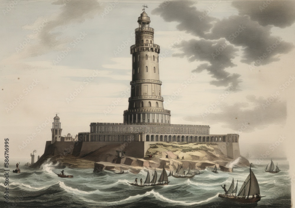 Photo & Art Print The lighthouse of Alexandria, one of the seven ...