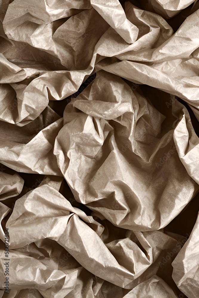 Texture or background of brown packaging crumpled paper AI simulation ...