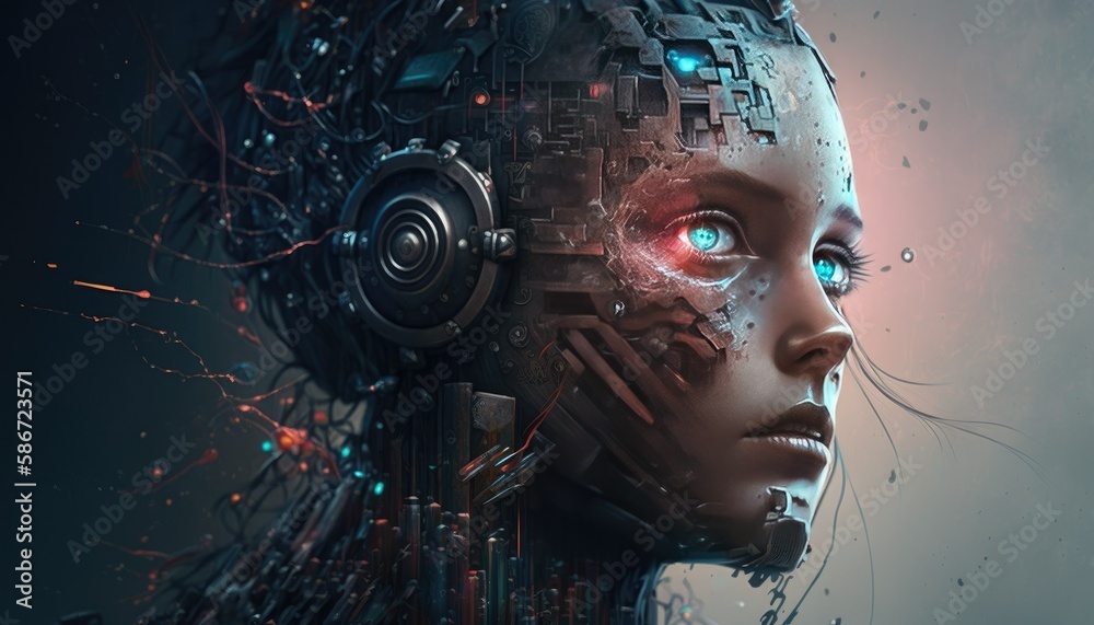 Half robot half human with the face of a machine from the future ...