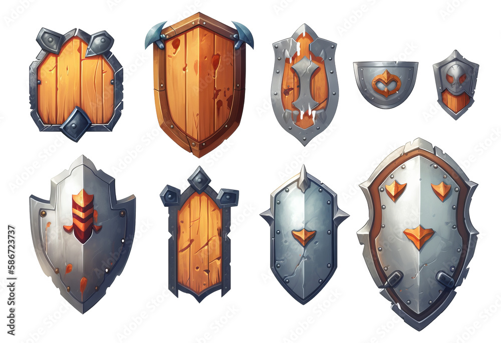 Vintage Shield Game Assets Sprite Sheet Shield Icons Badges Generative ...
