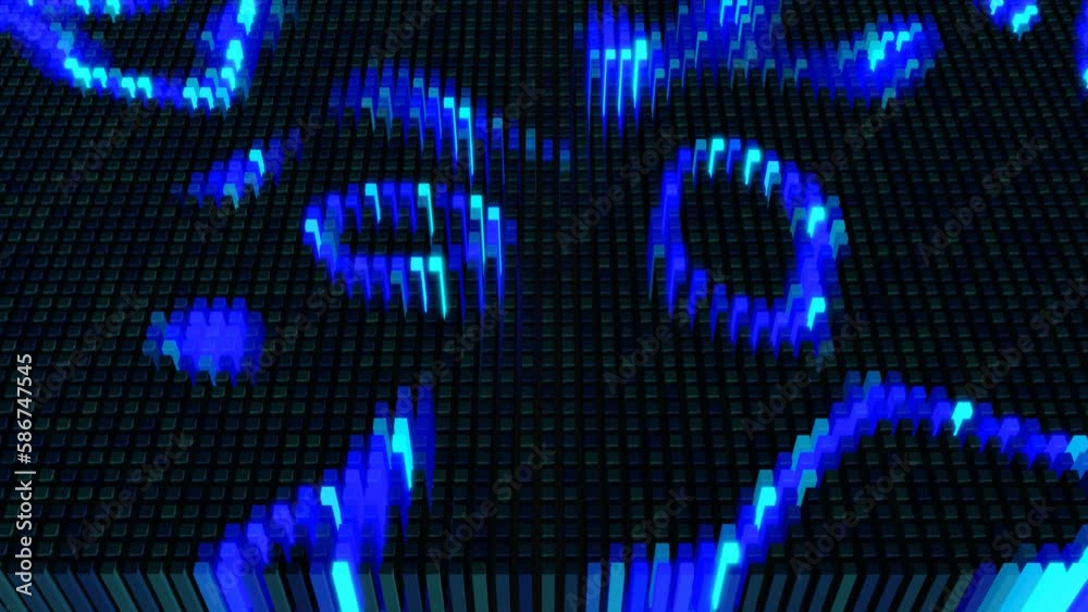 Vidéo Stock Waves runs across pixels. 3d abstract looped background ...