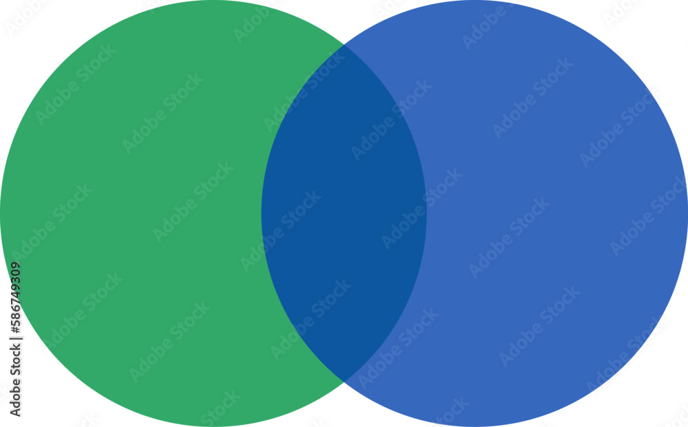 2 navy blue and green color circles background with overlap layer. For ...