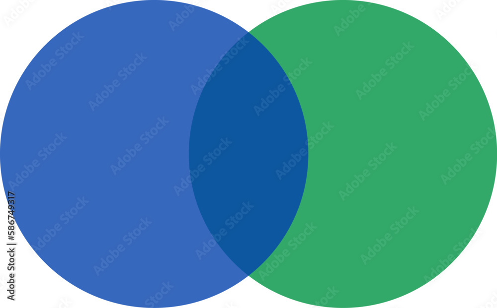 2 navy blue and green color circles background with overlap layer. For ...