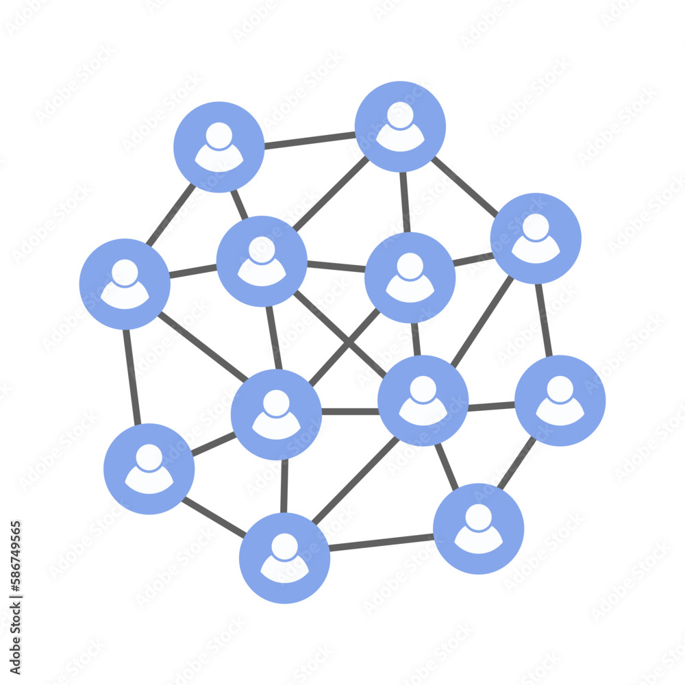 Social network, people connected by nodes. Global marketing strategy ...