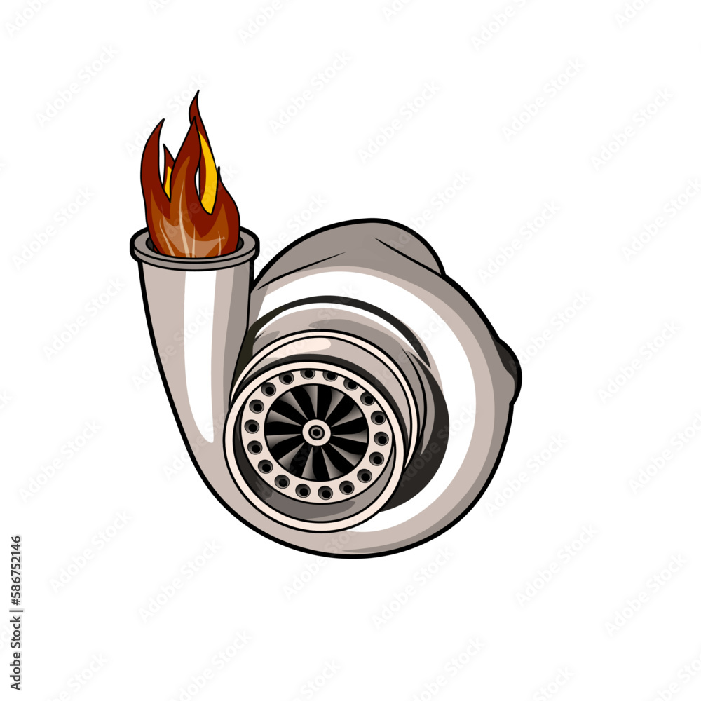 Turbo with fire on vector illustration hand drwan turbo Stock Vector ...