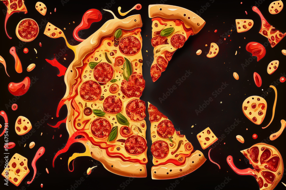 Pizza poster for menu restaurant. Pizza design style promotional fast ...