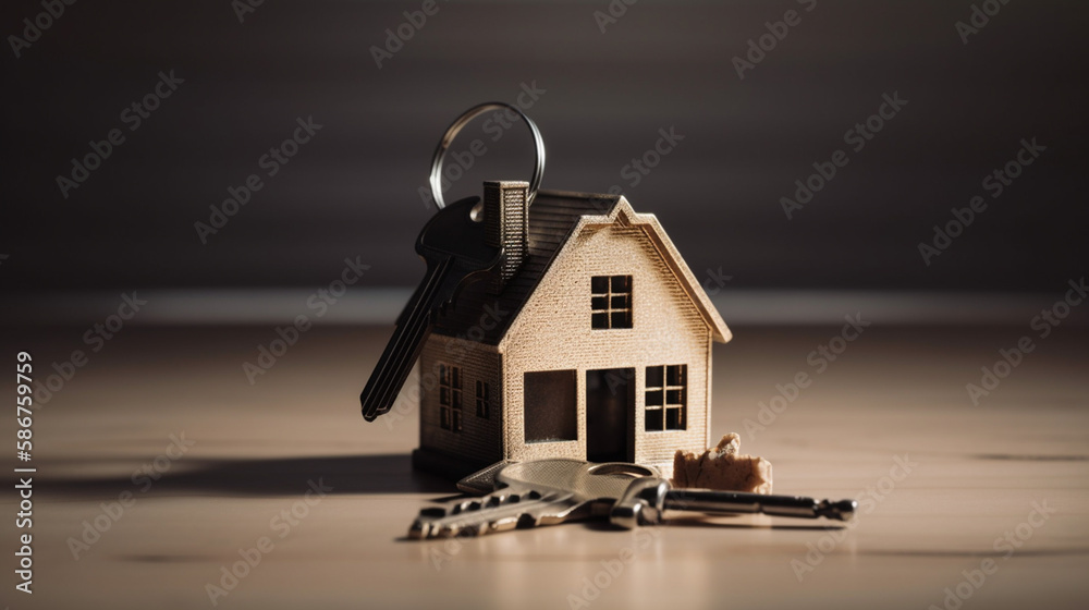 House with keys on the wooden table. Real estate concept and investment ...