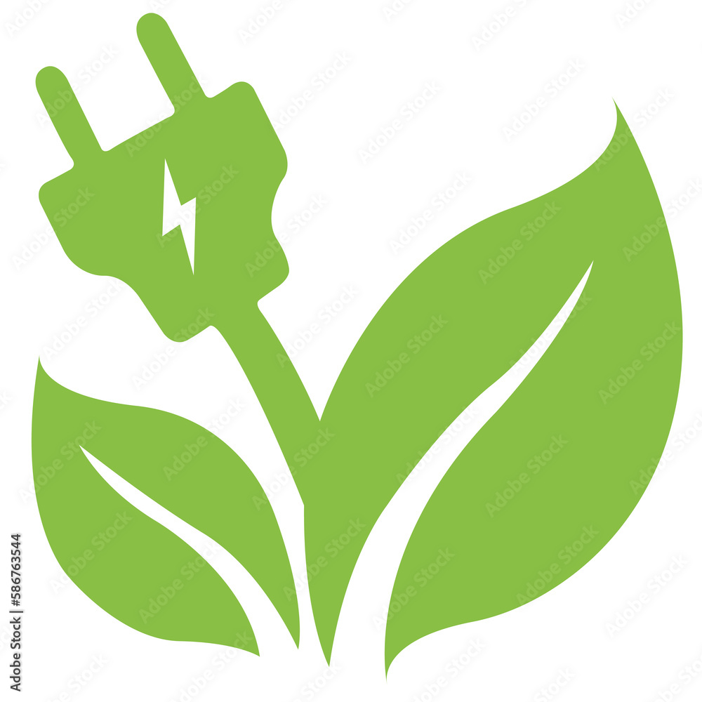 Symbol of renewable energy, of leaf with connection / Simbolo de ...